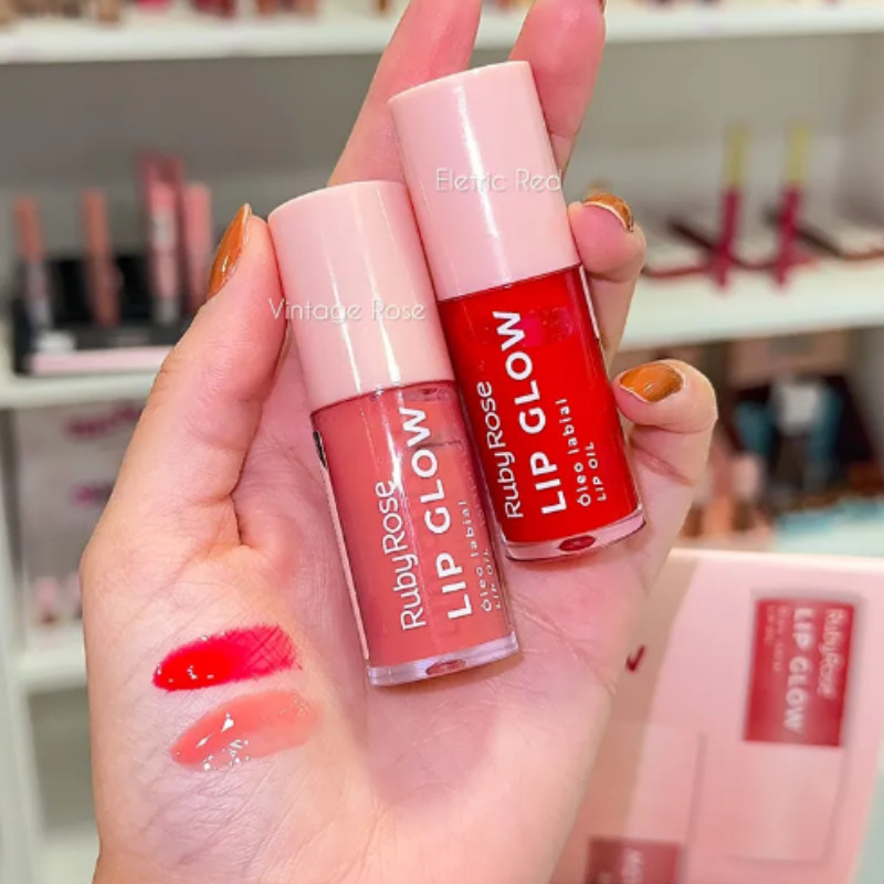 Lip Óleo Glow Lábial Eletric Red - Vintagem Rose - Ruby Rose 5,5G. | Shopee Brasil