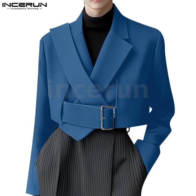 INCERUN Blazer Masculino De Manga Comprida Com Design Cruzado ...