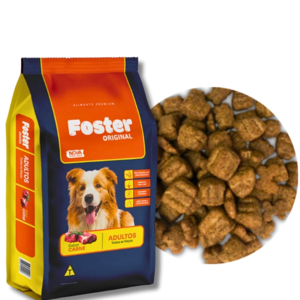 Ração Seca Foster Original Para Cães Adulto Sabor Carne 25Kg | Shopee ...
