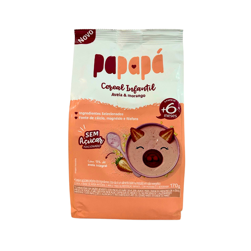 Cereal Infantil Papapa Aveia e Morango 170g | Shopee Brasil