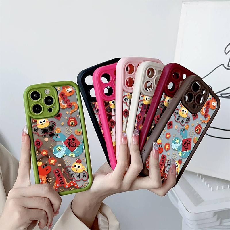 Para iPhone 16 15 13 12 Mini 14 Pro Max 6s 7 8 Plus X XS XR Casos Escudo Boa Sorte Cobra Ano ...