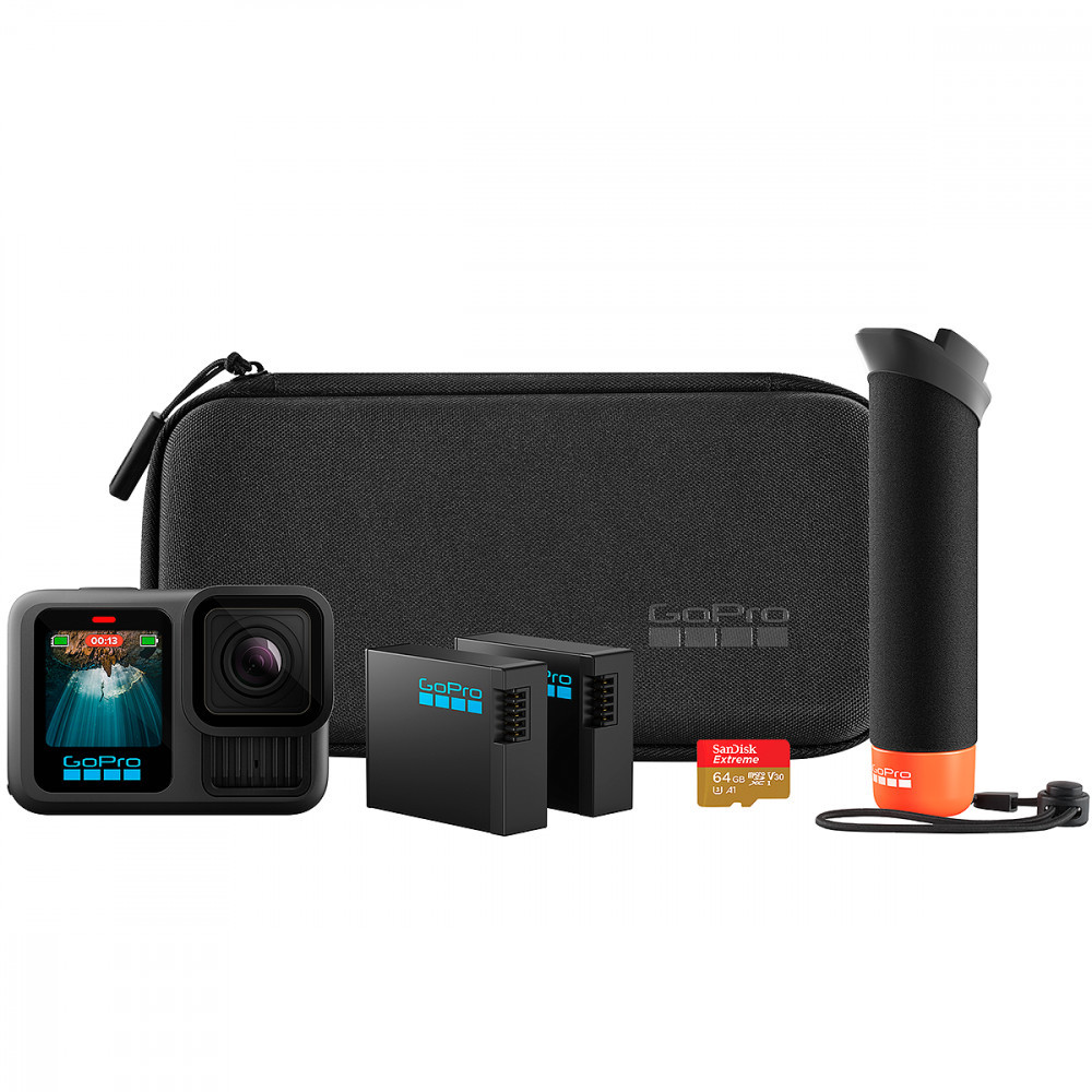 Câmera GoPro HERO 13 Bundle + The handler + 2 Baterias + 64GB 5,3K HLG HDR IPX7 Preto - CHDRB ...