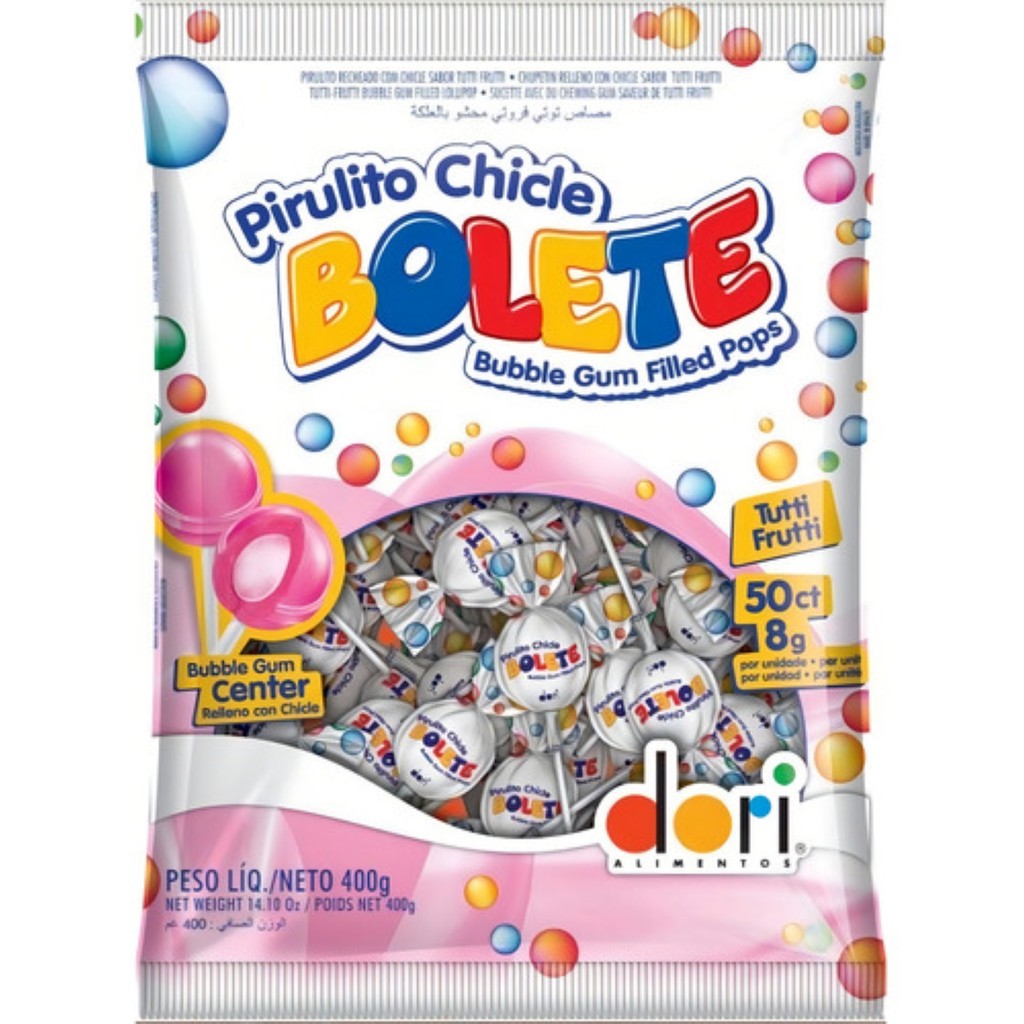 Dori Chupetín Pirulito Chicle Bolete 400g 50 Unidades | Shopee Brasil