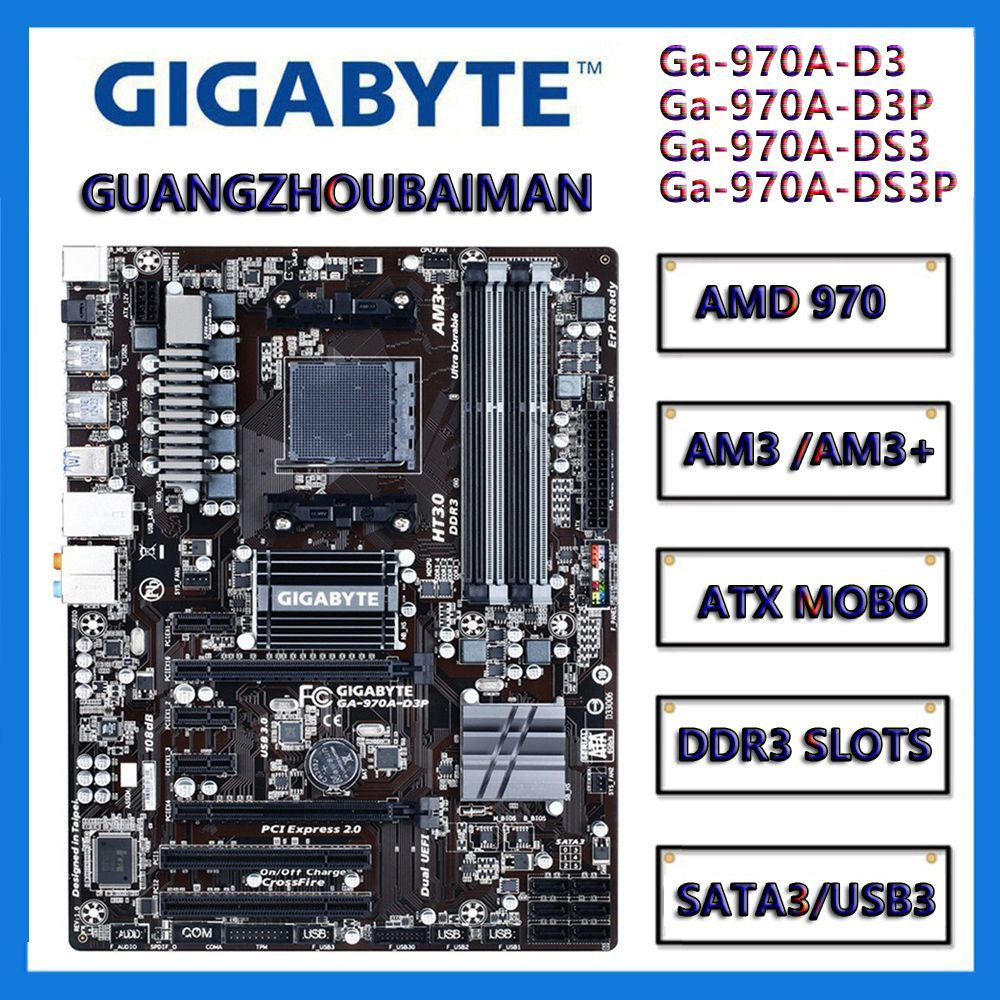 Gigabyte GA-970A-DS3/DS3P/D3 D3P AMD 970 ATX Placa Grande De Exibição ...