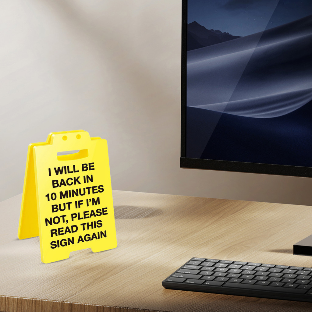 Office Decor Sign Table Fun Caution for Home Desk Heavy Duty Plastic ...