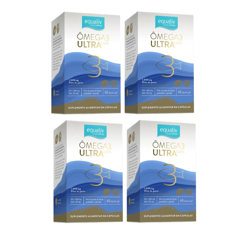 Kit Ômega 3 Ultra Caps Com 4 Caixas De 60 Cápsulas Gel Cada | Shopee Brasil