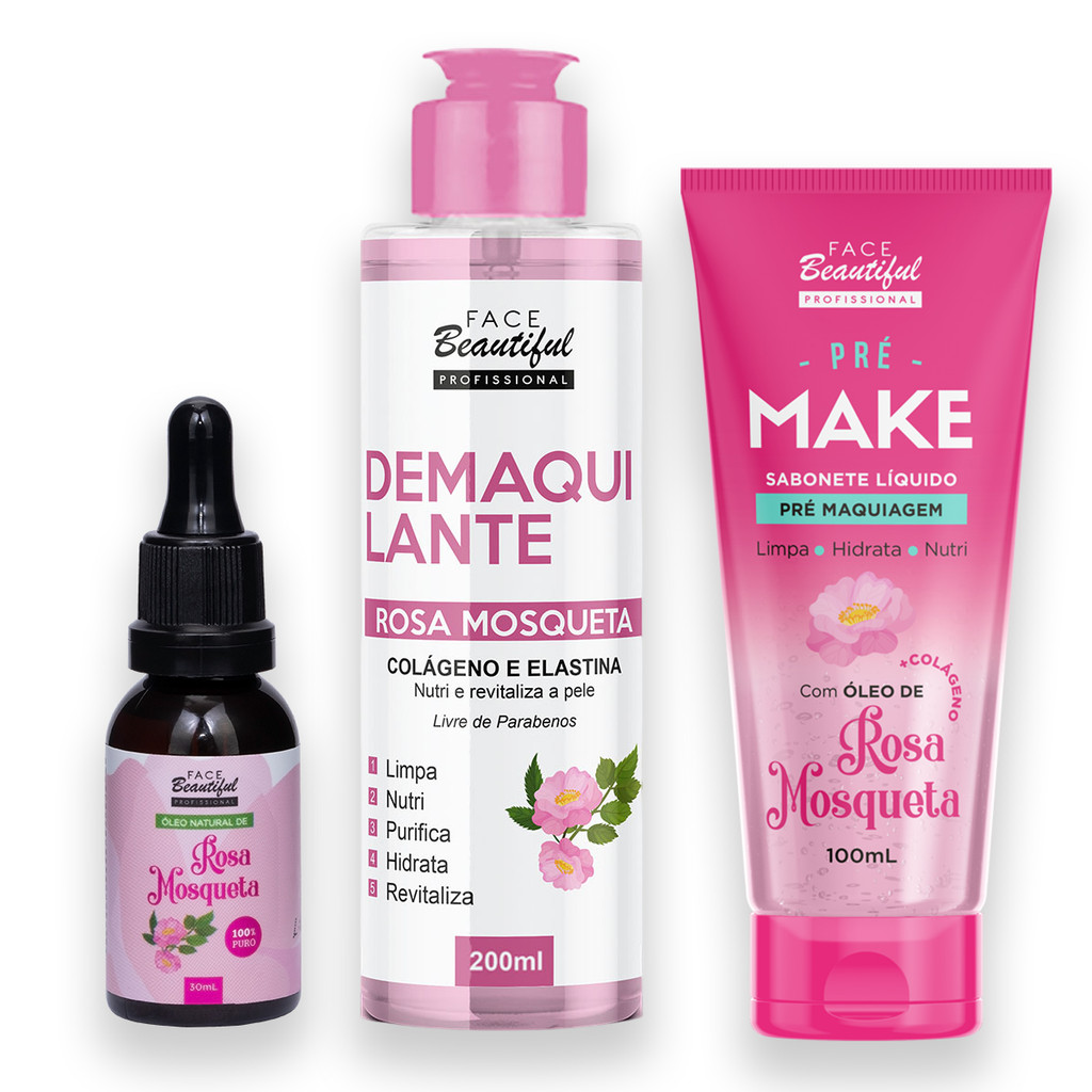 Kit Skin Care Pele Hidratada Rosa Mosqueta Face Beautiful | Shopee Brasil