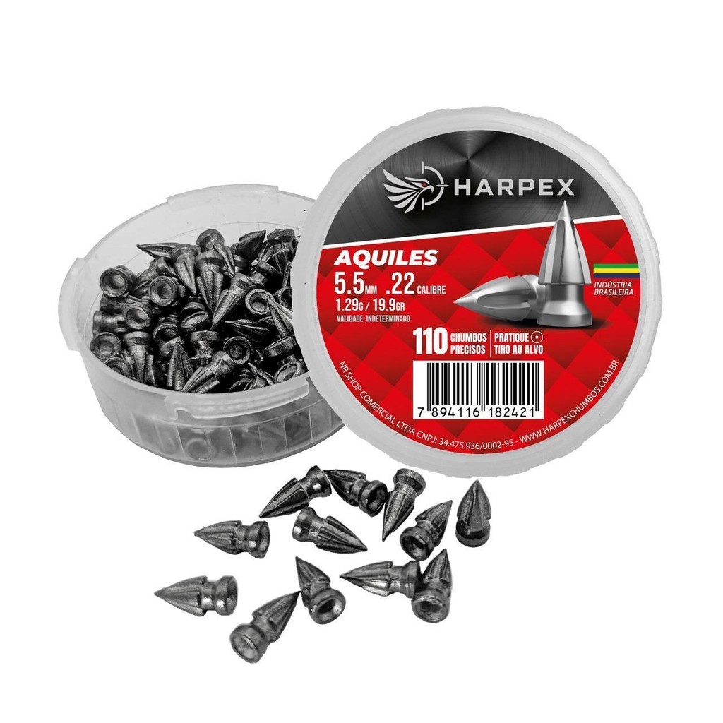 Chumbinhos Harpex Aquiles 5.5 1,29g Carabina - 110 Unid | Shopee Brasil