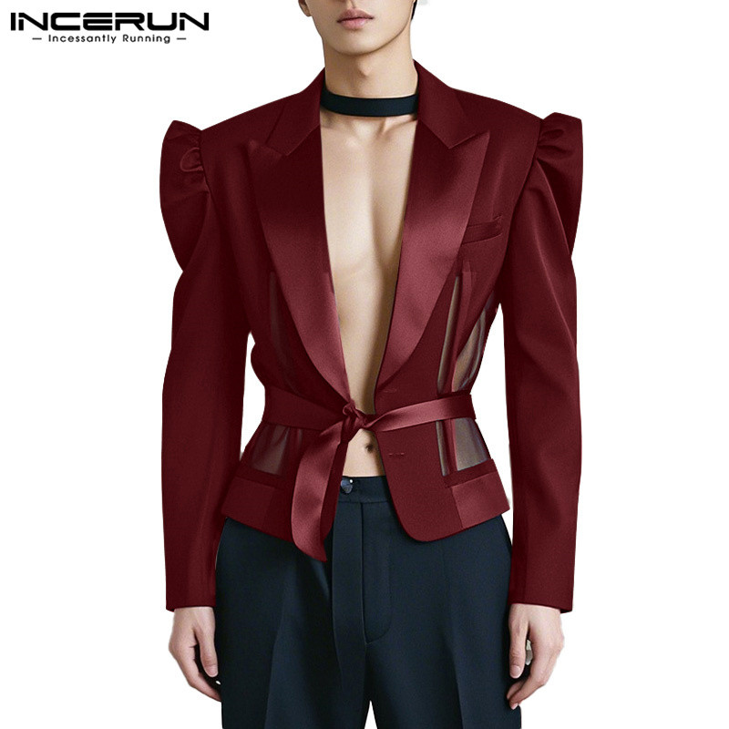 INCERUN Blazer Masculino Vintage Diário Casual Malha Patchwork Manga ...