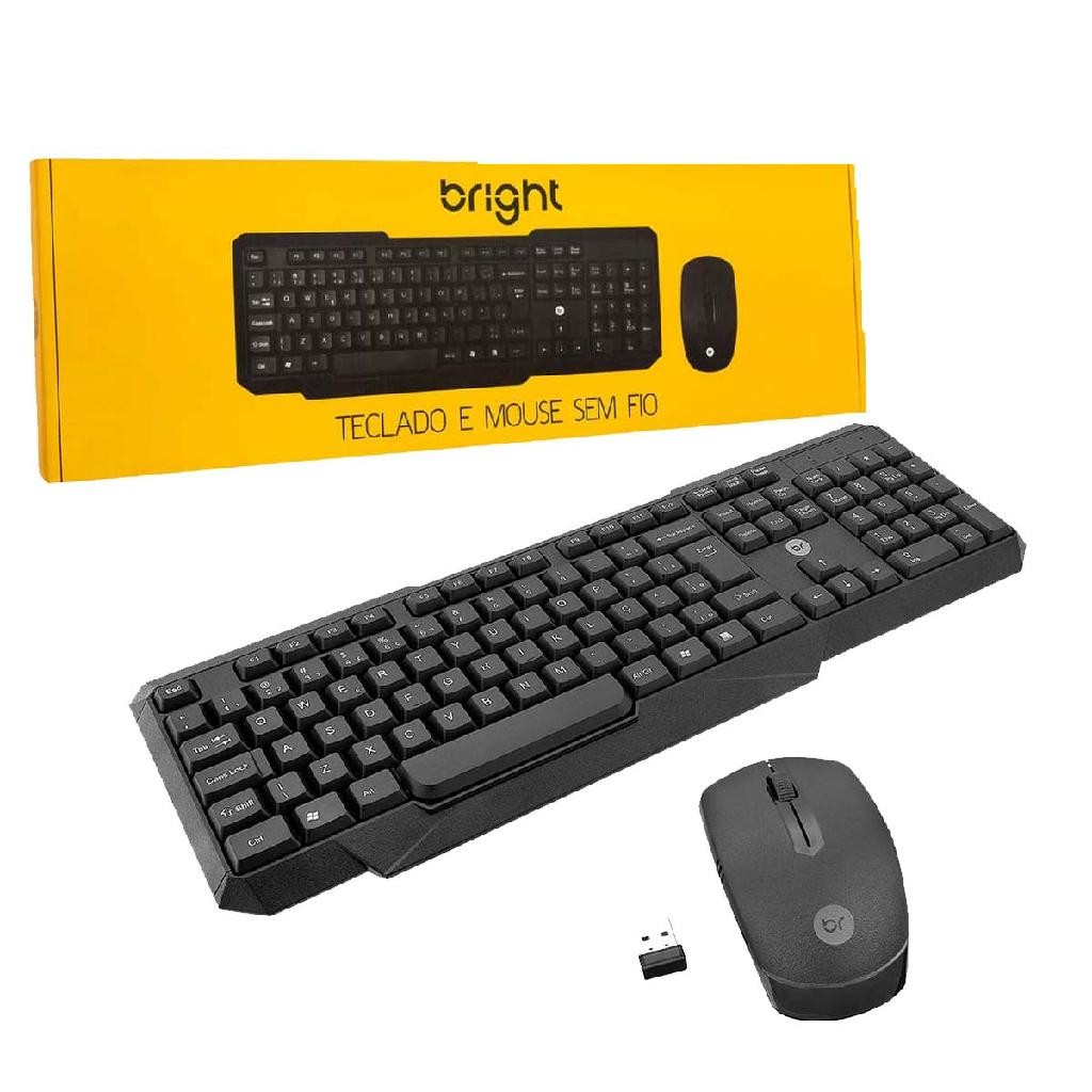 Kit Teclado e Mouse Sem Fio Bright Robusto E Resistente 0055 | Shopee ...