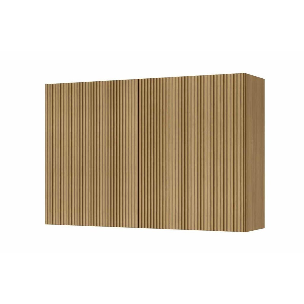 Armário Aéreo Cozinha Modulado Rainha c/ 2 Portas Ripadas 120 cm Nature ...