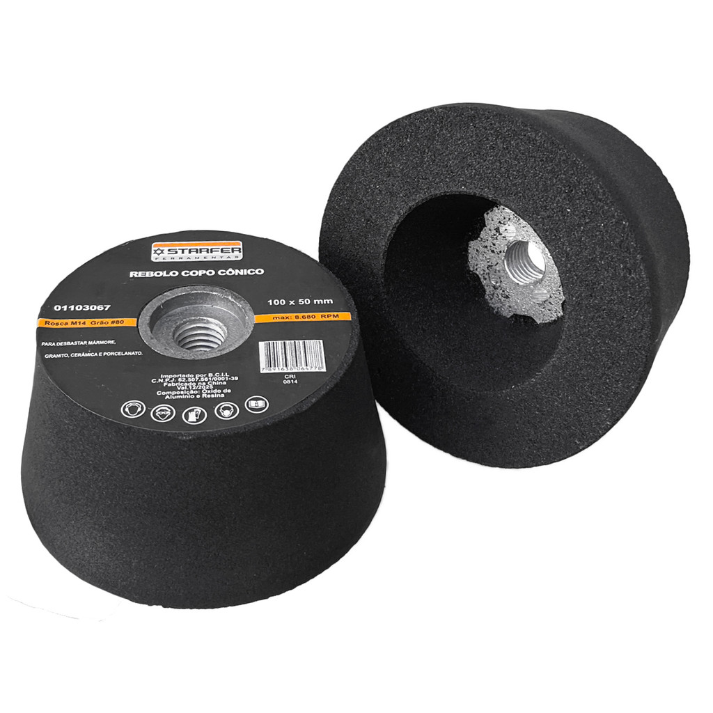 Rebolo Copo Cônico Grão 80 P/ Marmore Porcelanato 100x50 Mm | Shopee Brasil