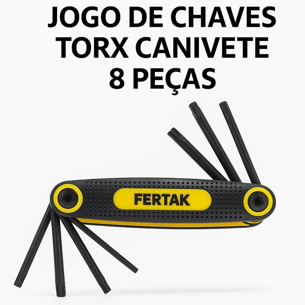 Jogo de Chave Torx Canivete Emborrachado 8 Peças Kit Chaves Torque Aço ...