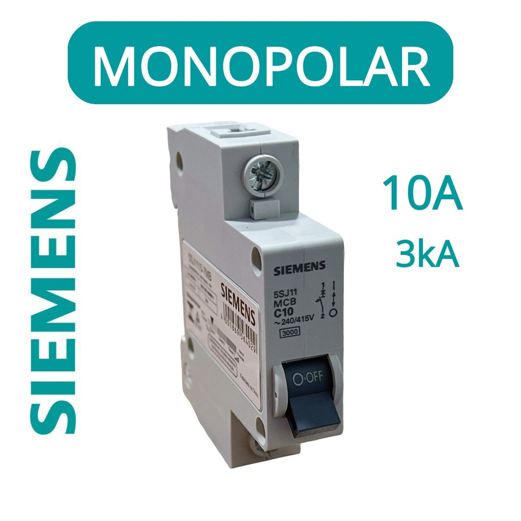 Disjuntor Unipolar Siemens Curva C 10A - 3kA | Shopee Brasil