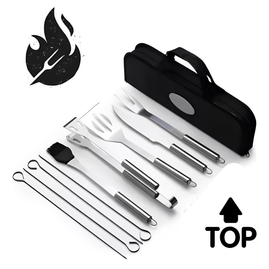 Kit Churrasco de Luxo 9 Peças Inox Profissional com Maleta | Shopee Brasil