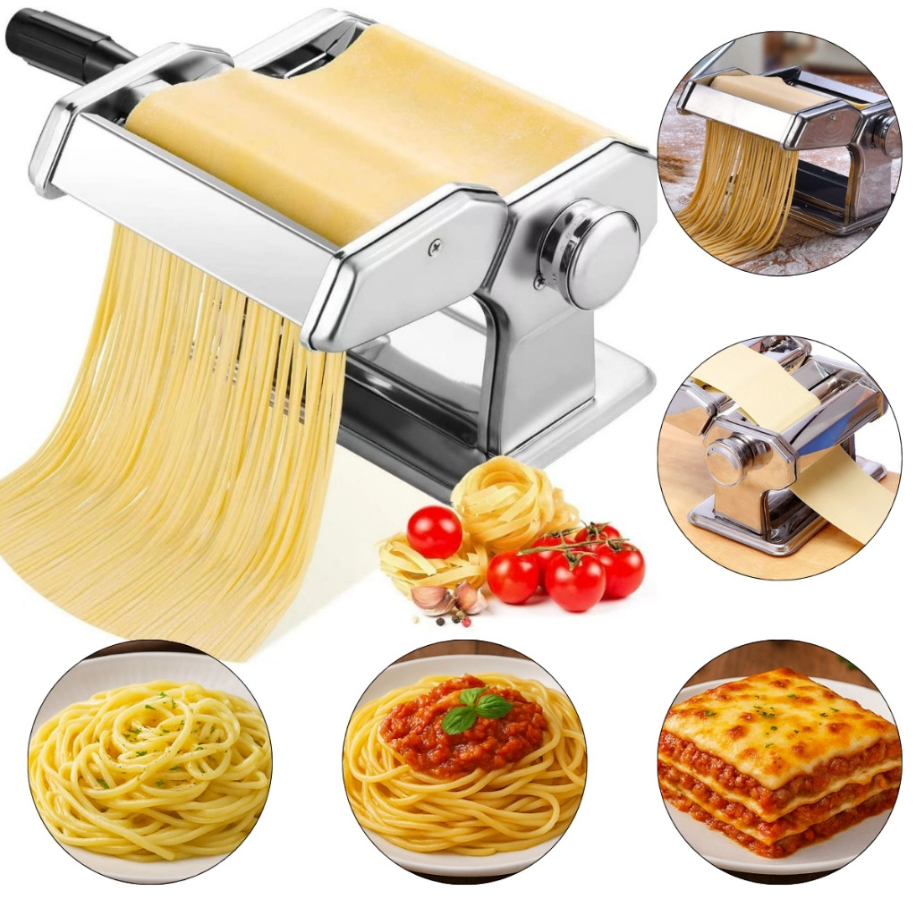 Máquina De Fazer Macarrão Cilindro De Aço Inox Faz 3 Tipos De Massa ...