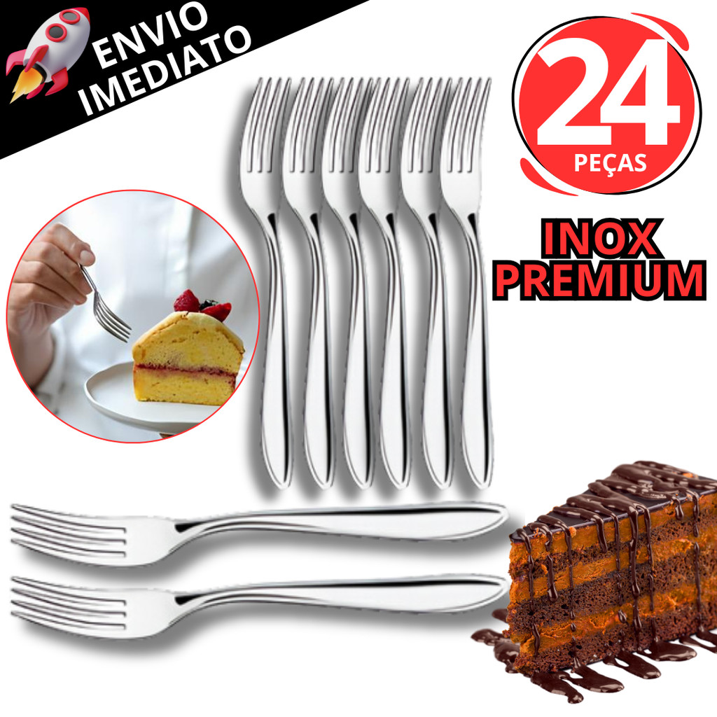 Kit 24 Garfo De Sobremesa Em Inox Garfinho Talher Para Bolo Doces ...