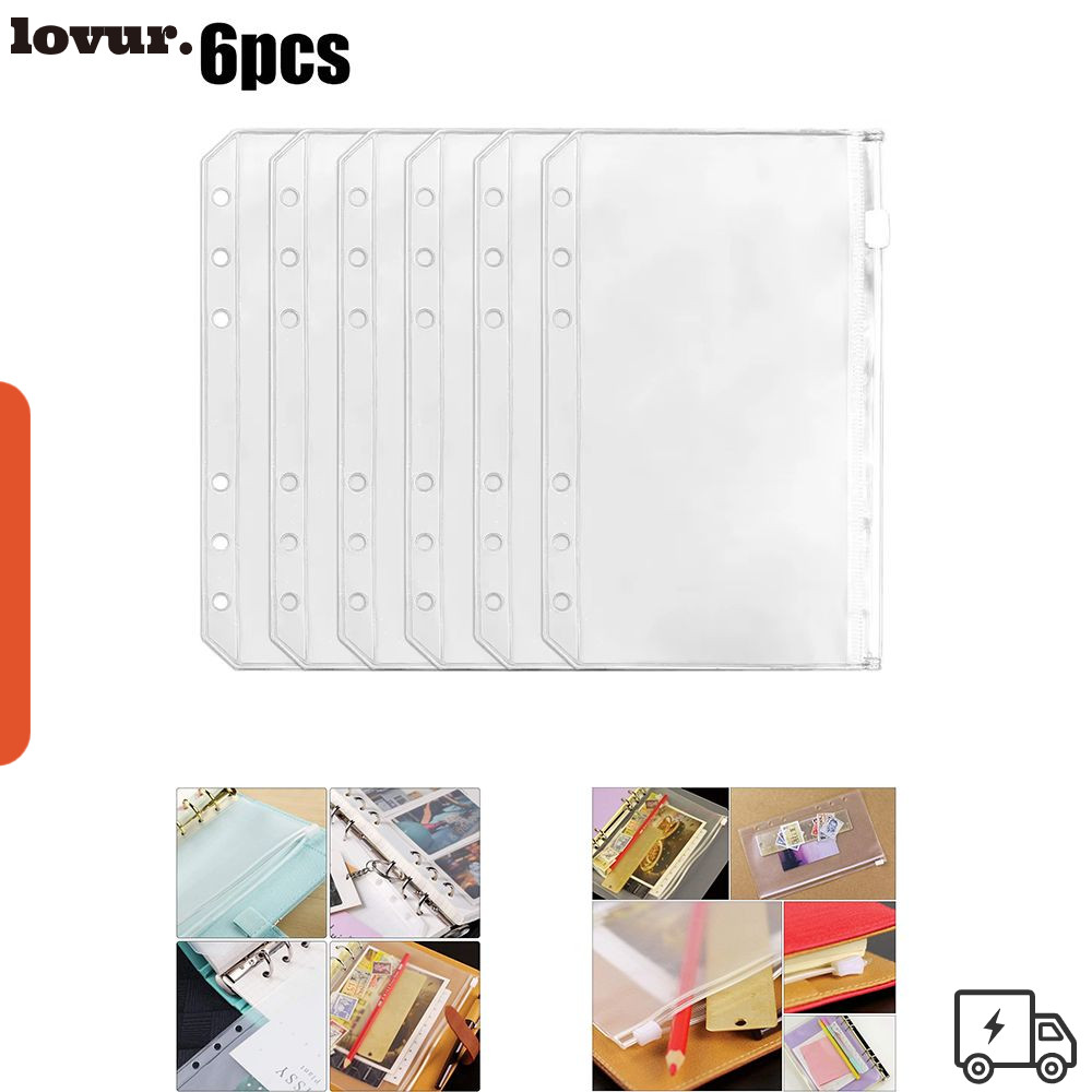 LOVUR 6 Peças De Bolsos Para Fichário De 6 Furos , Bolsas Transparentes ...