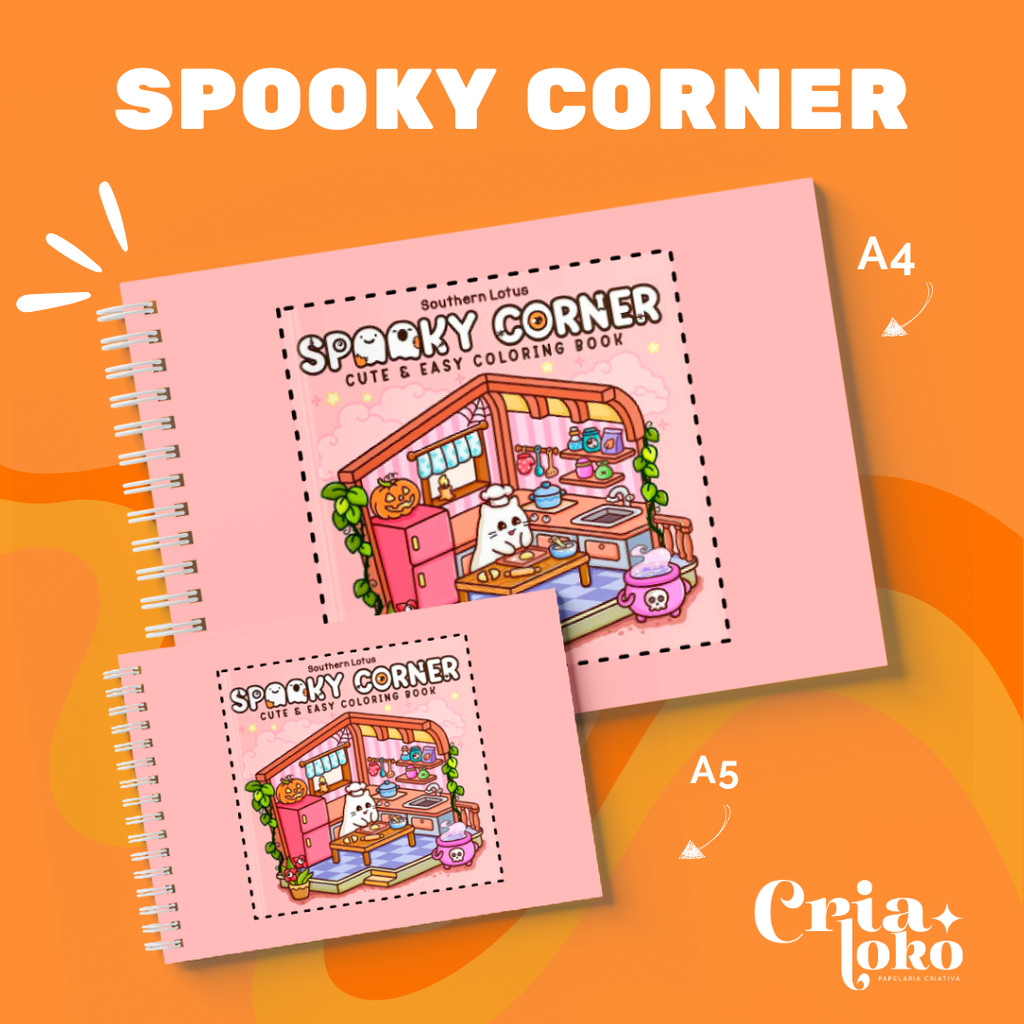 Livro de Colorir Spooky Corner Folhas em 180 GRAMAS Coloring Book ...