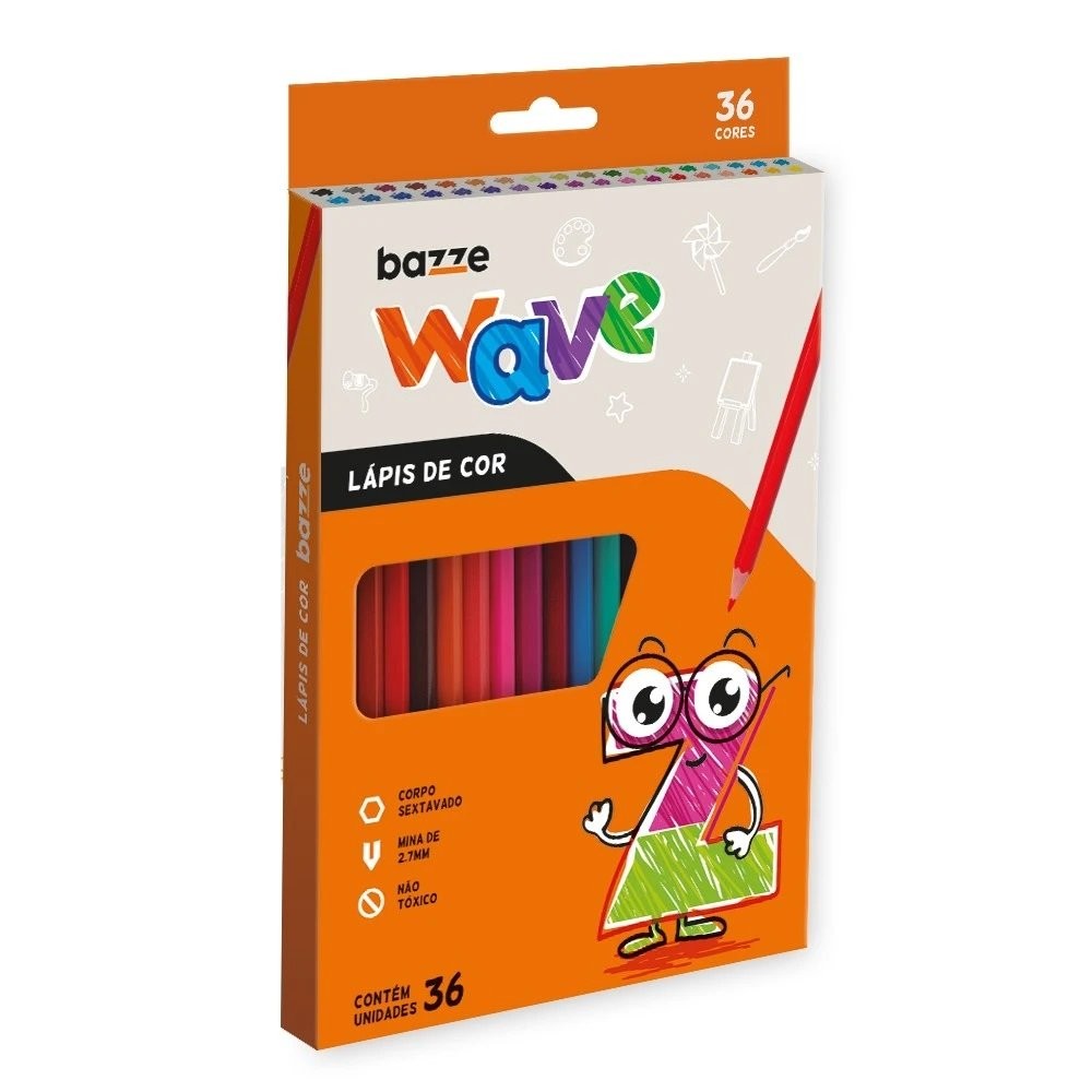 Lápis de Cor Wave - 36 cores - Bazze 908568 | Shopee Brasil