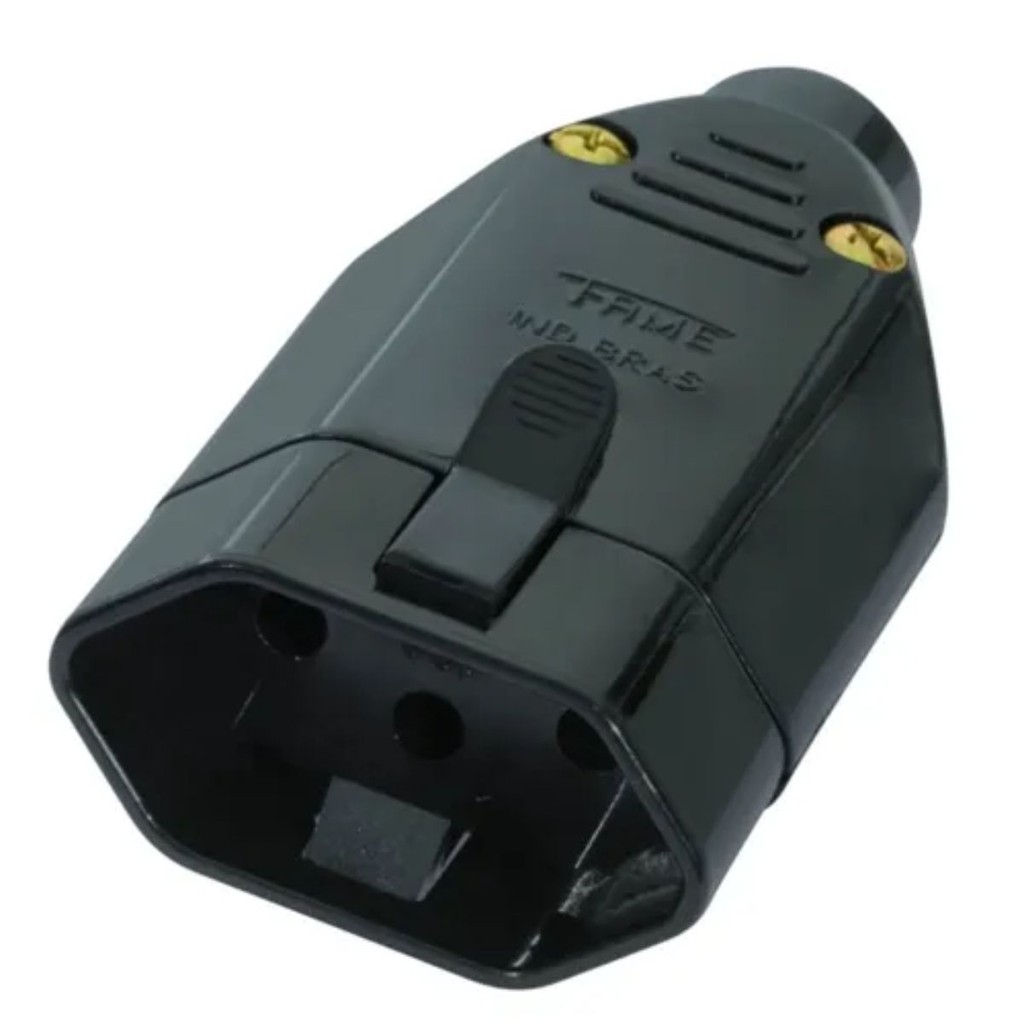 Plugue femea 2 pinos fame 20a preto | Shopee Brasil