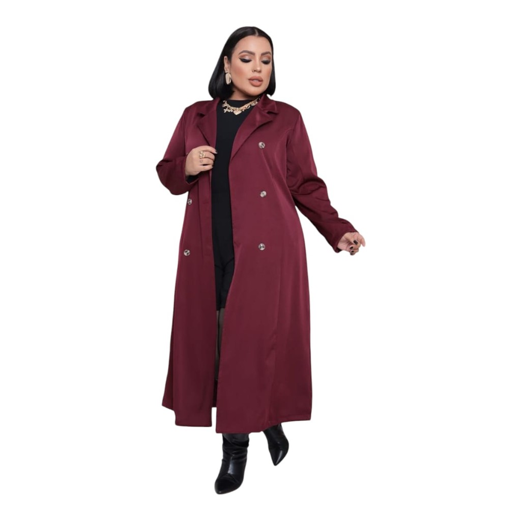Casaco Sobretudo Social Plus Size Longo Sofisticado Thallira | Shopee ...