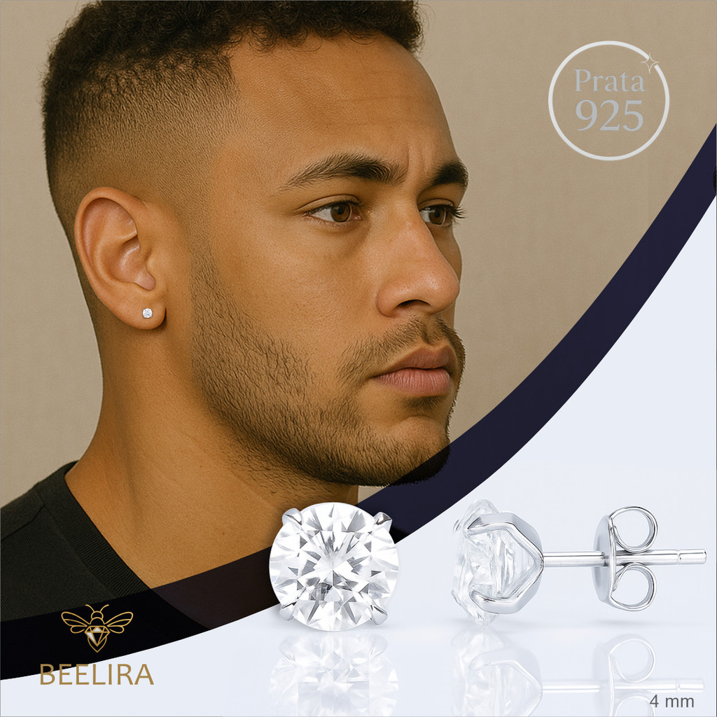 Brinco Masculino Ponto de Luz Prata 925 4mm - Minimalista | Shopee Brasil