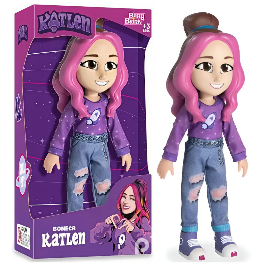 Boneca Roxa Infantil Katlen Dos Rosa Youtuber Criança Emilly Vick ...