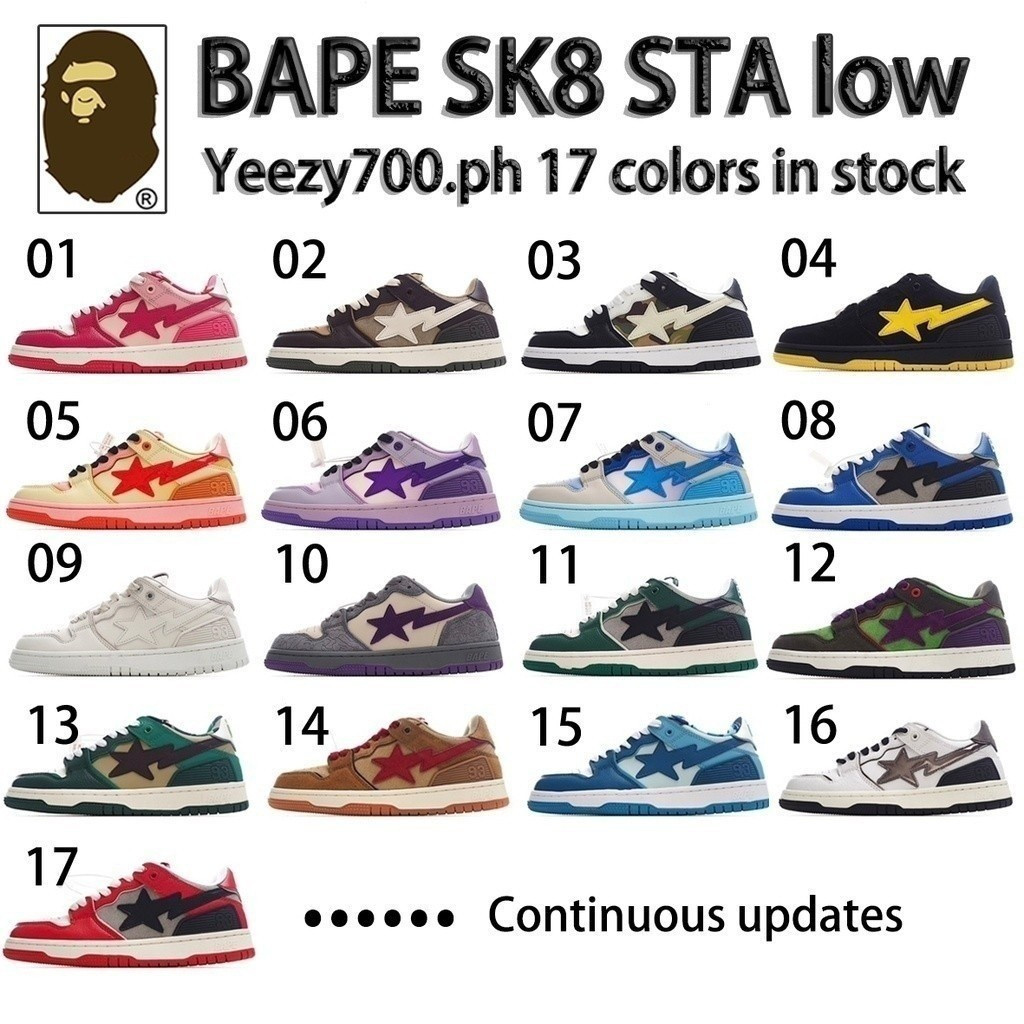 Bae Sk8 Sta Baixa Moda Estilo UA Tennis Bape Sta Lowcut. | Shopee Brasil
