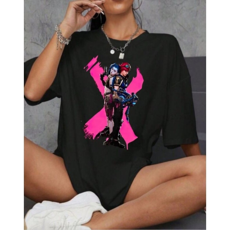 Camiseta League of Legends Jinx Rosa Arcane Gamer | Shopee Brasil