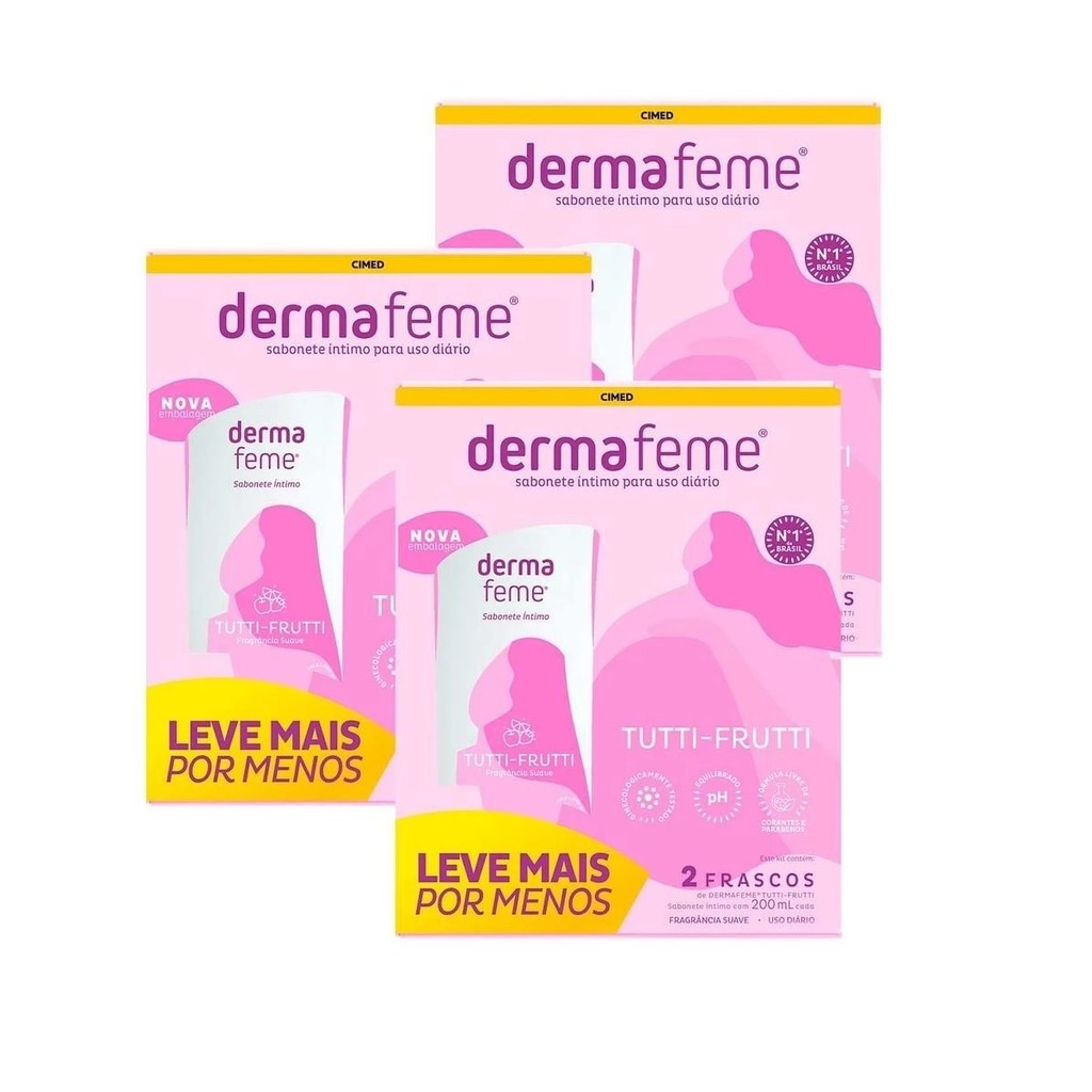 Cimed Dermafeme Sabonete Intimo Tutti-Frutti 400ml Kit 3un | Shopee Brasil