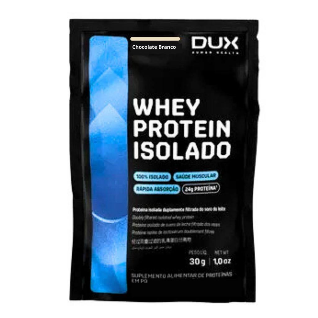Sache Whey Protein Isolado Dux Chocolate Branco 30g | Shopee Brasil
