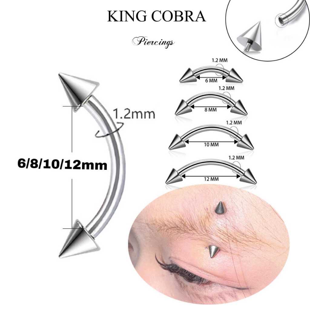 Piercing curvo Microbell Básico Spike Vertical Labret sobrancelha Aço ...