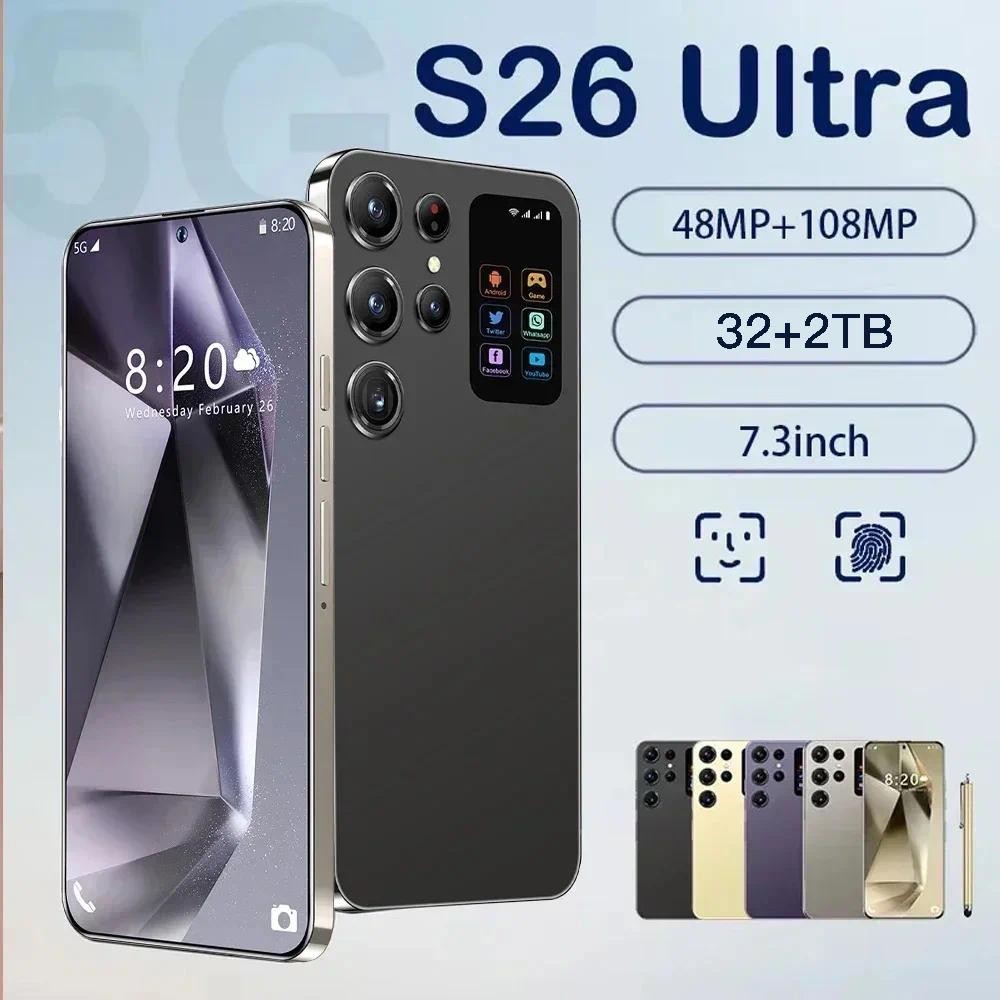 Novo Smartphone S26 Ultra 7.3HD 5G Duplo SIM Android 14 Celular 8000mAh 108MP Versão Global ...