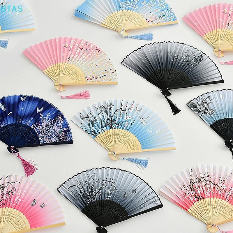Leque Dobrável Antigo De Bambu , Estilo Chinês De Dança Feminino De ...