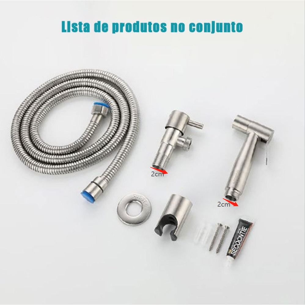 Kit de Ducha Higiênica Para Banheiro Completa Luxo Metal Inox 304 ...