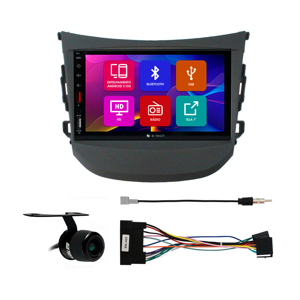 Kit Multimidia 7 Pol HB20 2012 2013 14 15 16 17 18 2019 2020 Android Auto Carplay Qa+ 2 Din ...