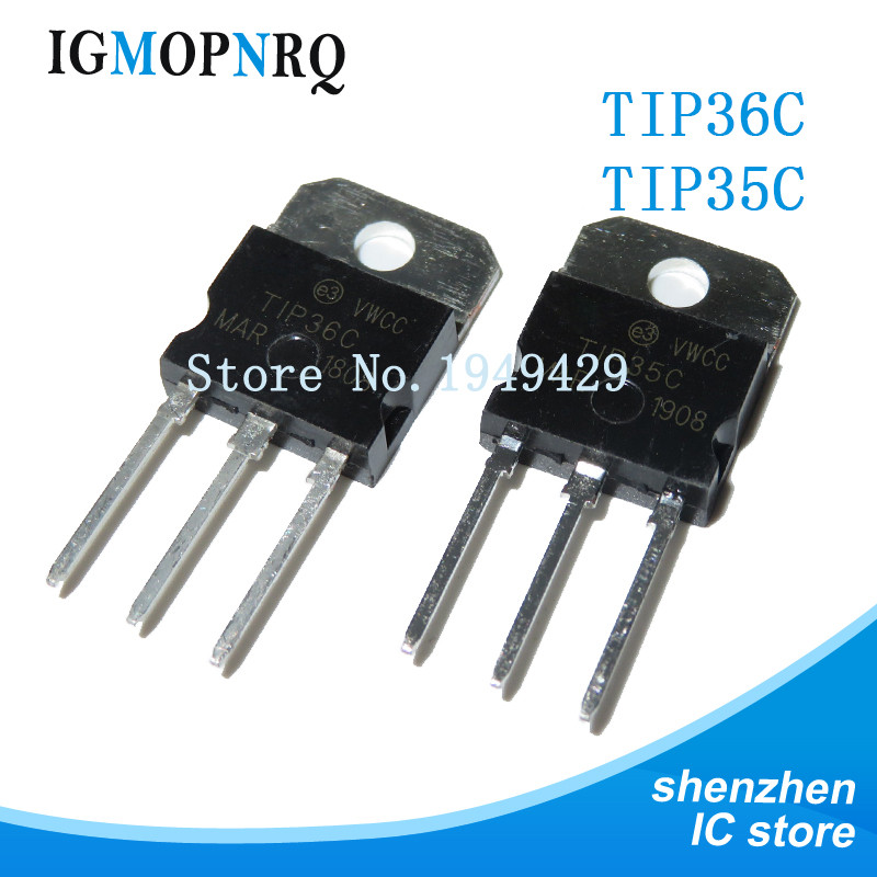 5 Pares/10 Peças TIP36C TIP35C TIP36 TIP35 25A 100V TO-3P Tubo ...