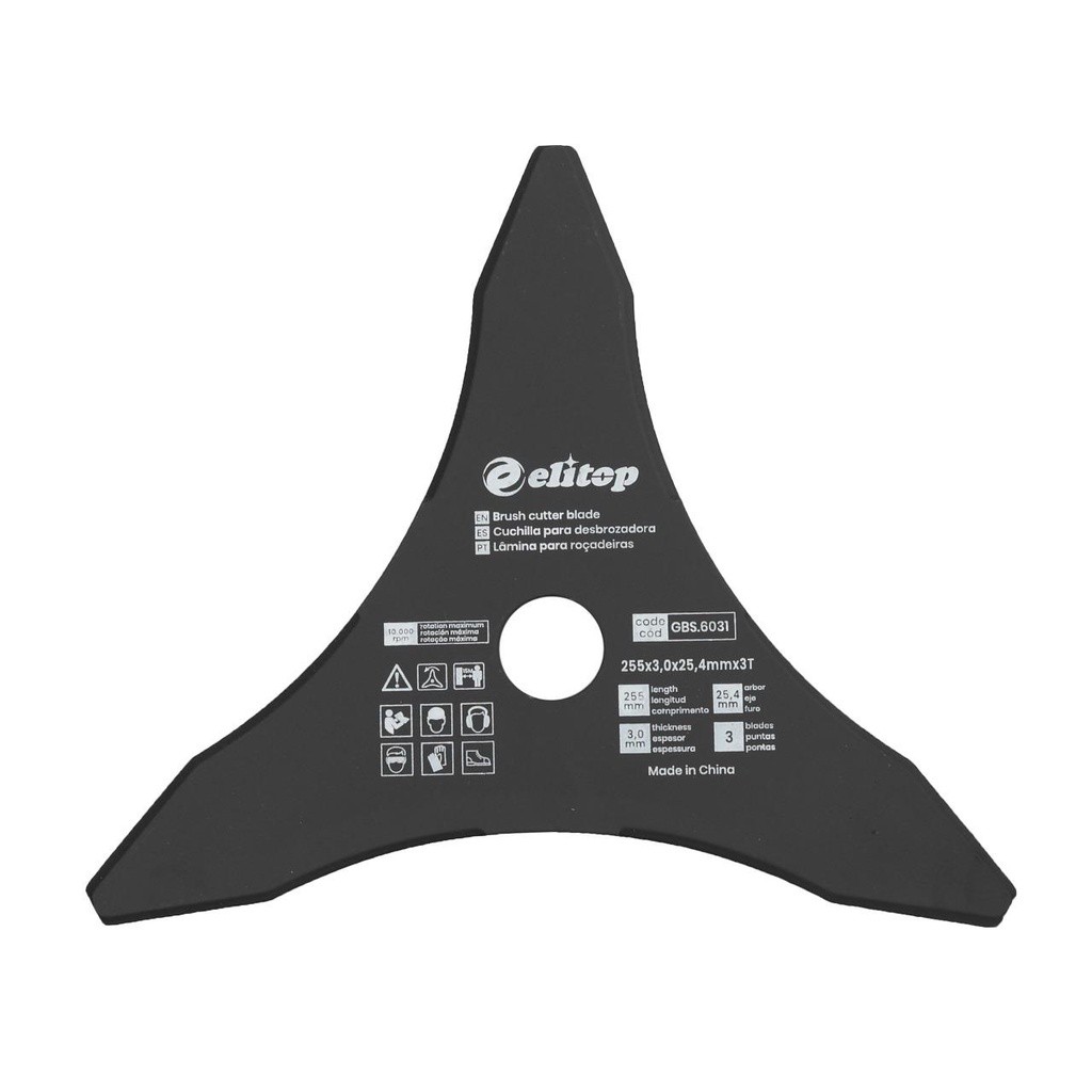 Lâmina para Roçadeira de 3 pontas 255 x 3.0 x 25.4mm x 3T ELITOP ...