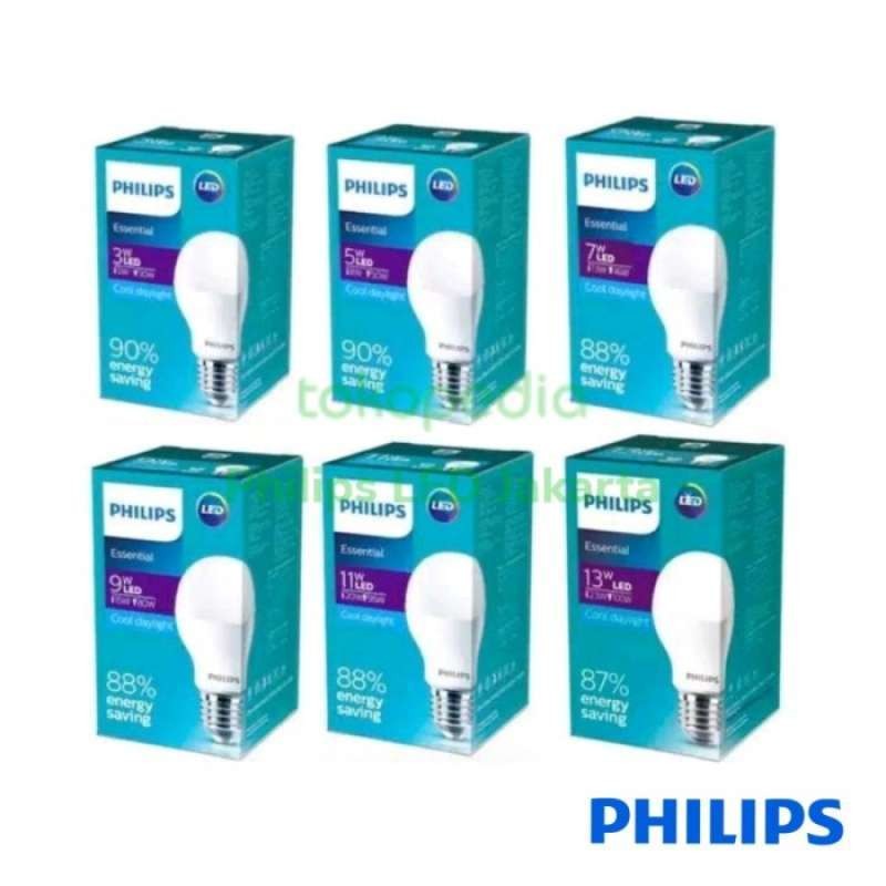 Lâmpada LED PUTIH Philips ESSENTIAL 3W 5W 7W 9W 11W 13W Watt E27 6500K ...