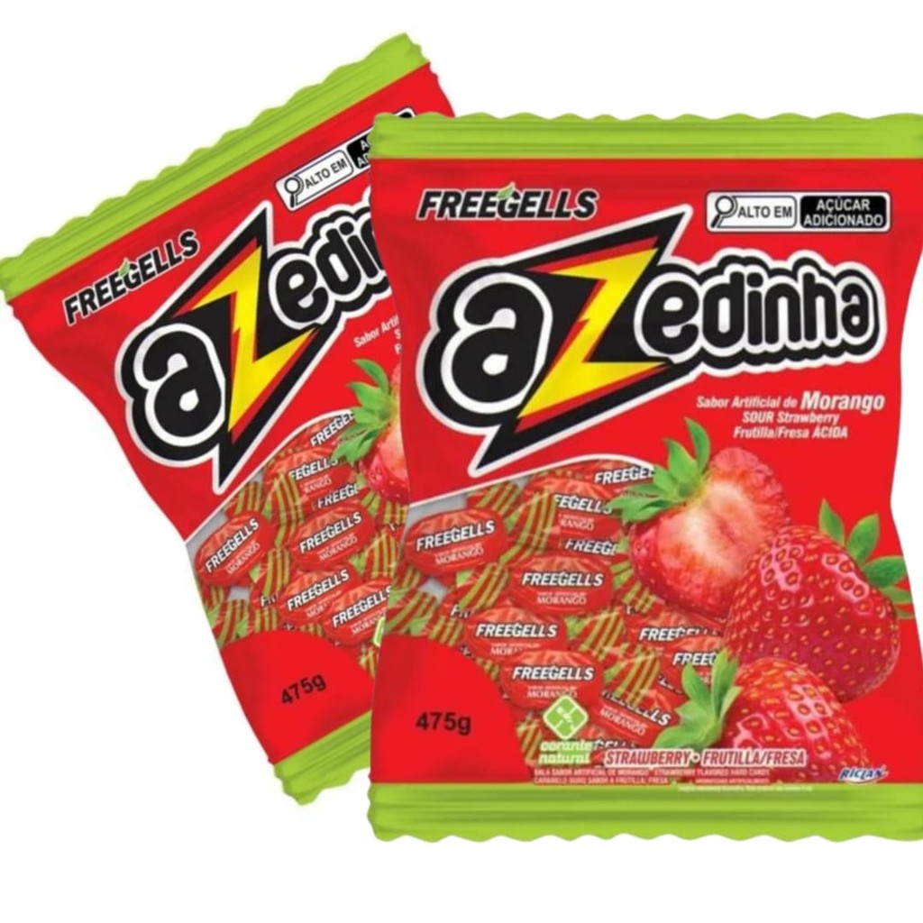 Bala Freegells Azedinha Morango Riclan 475g - 2 Pacotes | Shopee Brasil