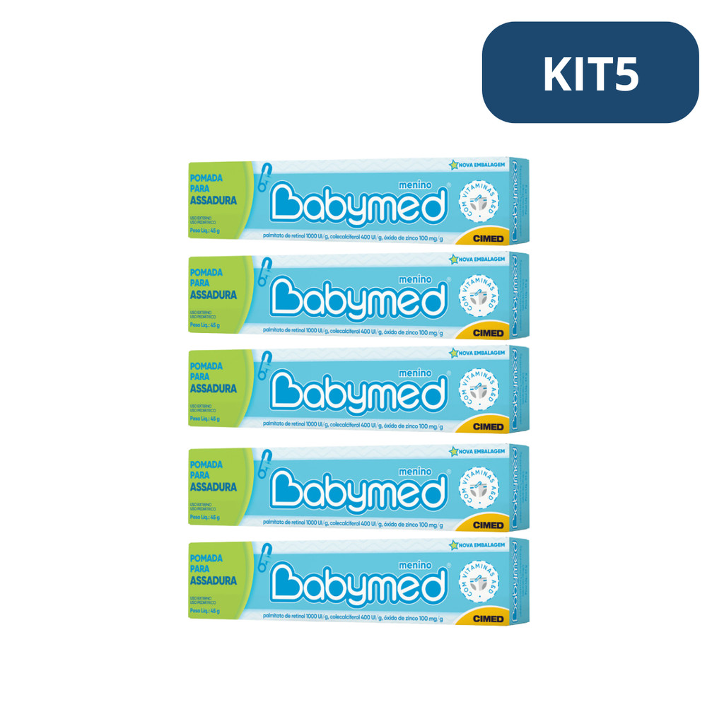 Kit 5 Babymed Azul Pomadas Para Prevenção De Assaduras 45g | Shopee Brasil