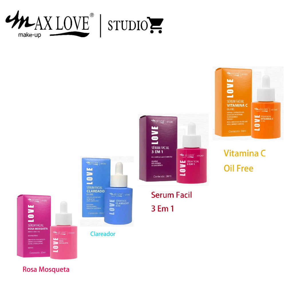Sérum Facial Max Love 3 Em 1,Clareador,Vitamina C, Rosa Mosqueta ...