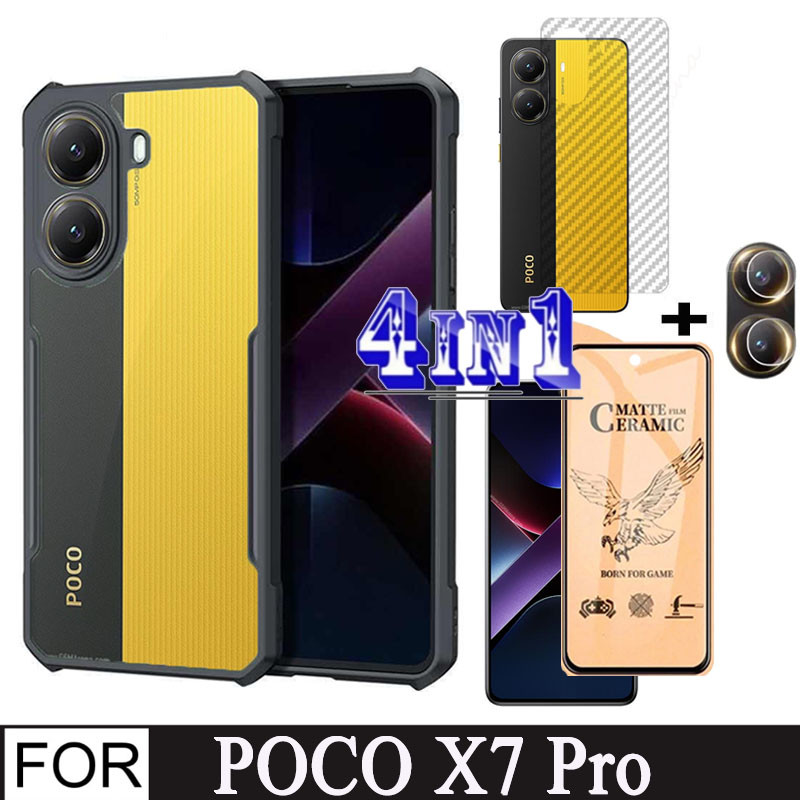 POCO X7 Pro 5G Capa De Telefone À Prova De Choque Para Xiaomi X7Pro C75 C65 C61 C40 4 Em 1 Filme ...