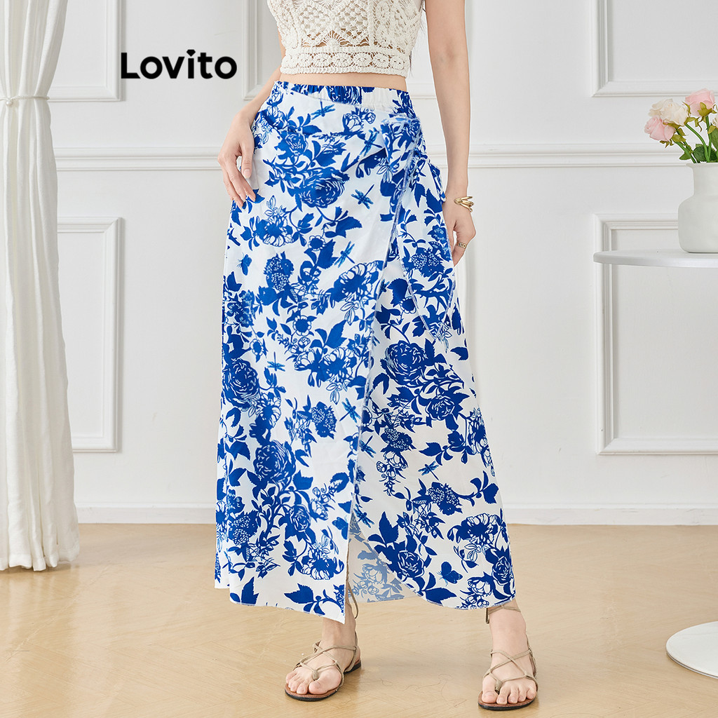 Lovito Saias Boho Tropical Lace Up para Mulheres L120ED004 | Shopee Brasil