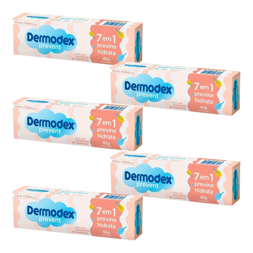 Kit Creme Para Assaduras Dermodex Prevent C/ 5 Cx De 60g Cd | Shopee Brasil