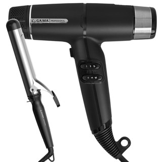 GAMA ITALY Kit Secador iQ Lite Black e Modelador Salon Curl 38mm ...