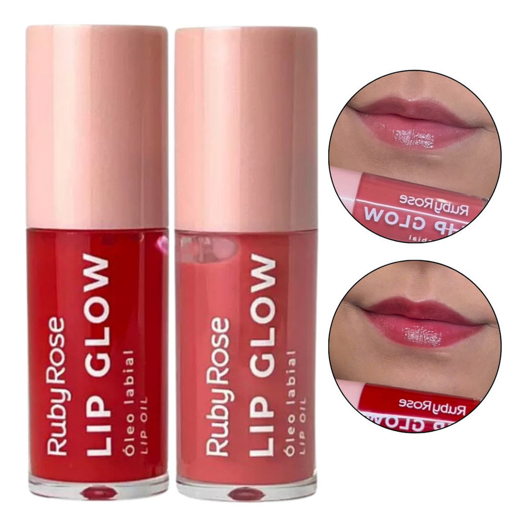 Kit Lip Glow Óleo Labial Ruby Rose Gloss Hidratante | Shopee Brasil