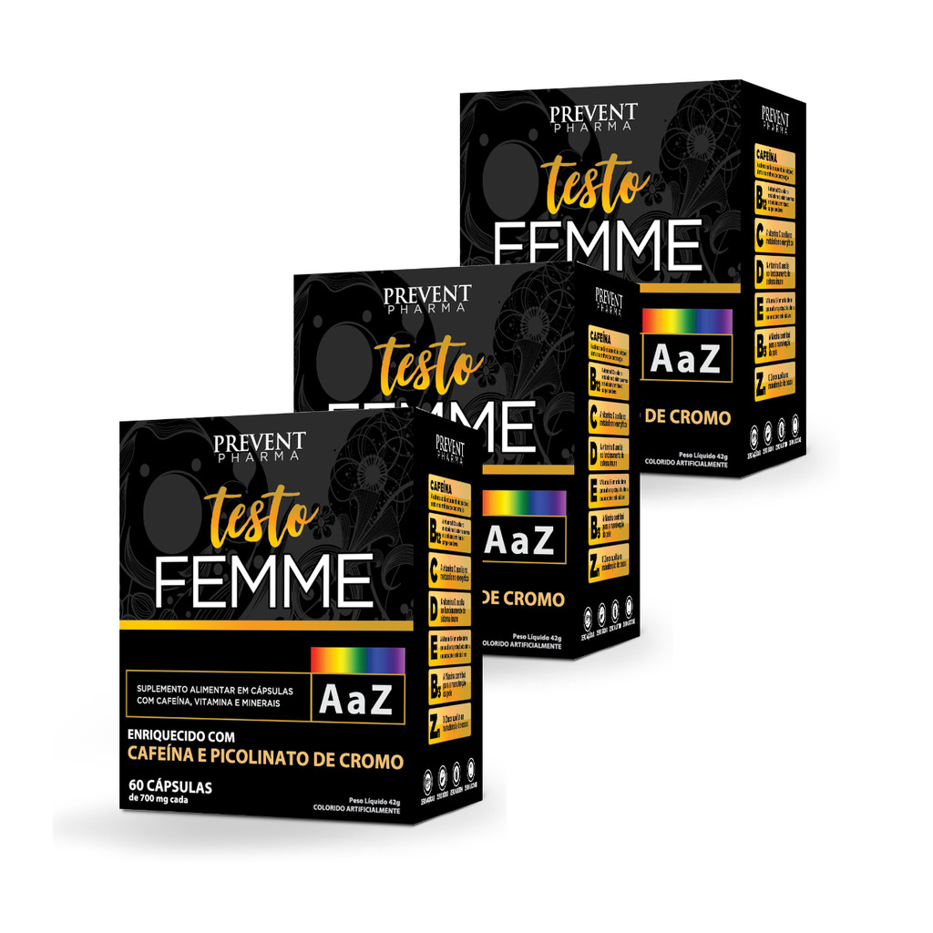 KIT 3 Testo Femme Multivitaminico A/Z - 180Cáps Prevent Pharma | Shopee ...
