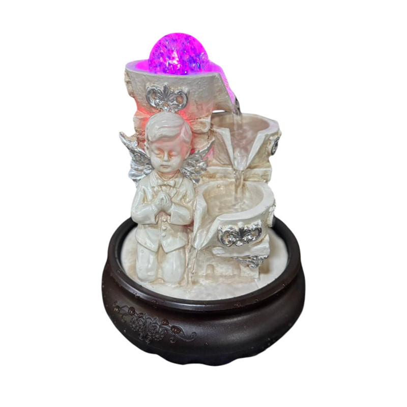 Fonte de Água Decorativa com Anjinho e Bola de LED Giratória – Cascata ...